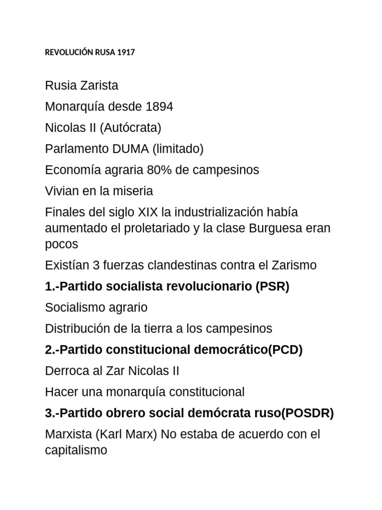Revolución Rusa 1917 | PDF