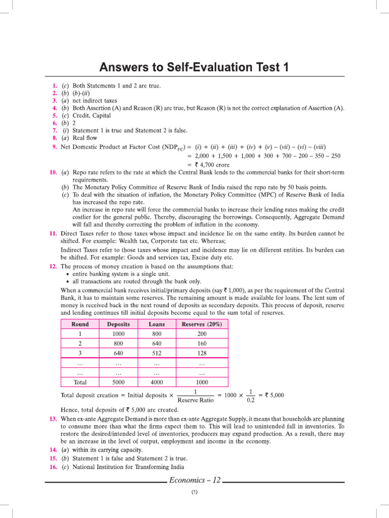 Self Evaluation Test 1 Pdf