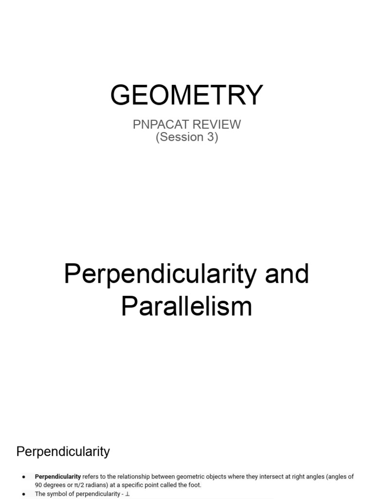 Perpendicularity and Parallelism | PDF | Perpendicular | Line (Geometry)