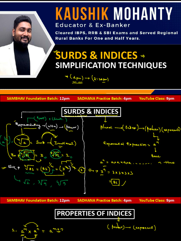 Surds & Indices Simplification Techniques (Sol)_50418824_2025_03!15!01_33 | PDF