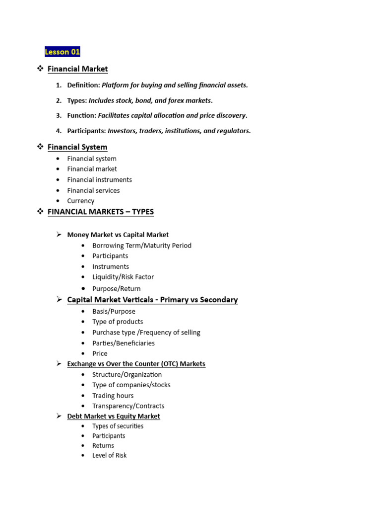 Overview of Financial Markets Today | PDF | Financial Markets ...