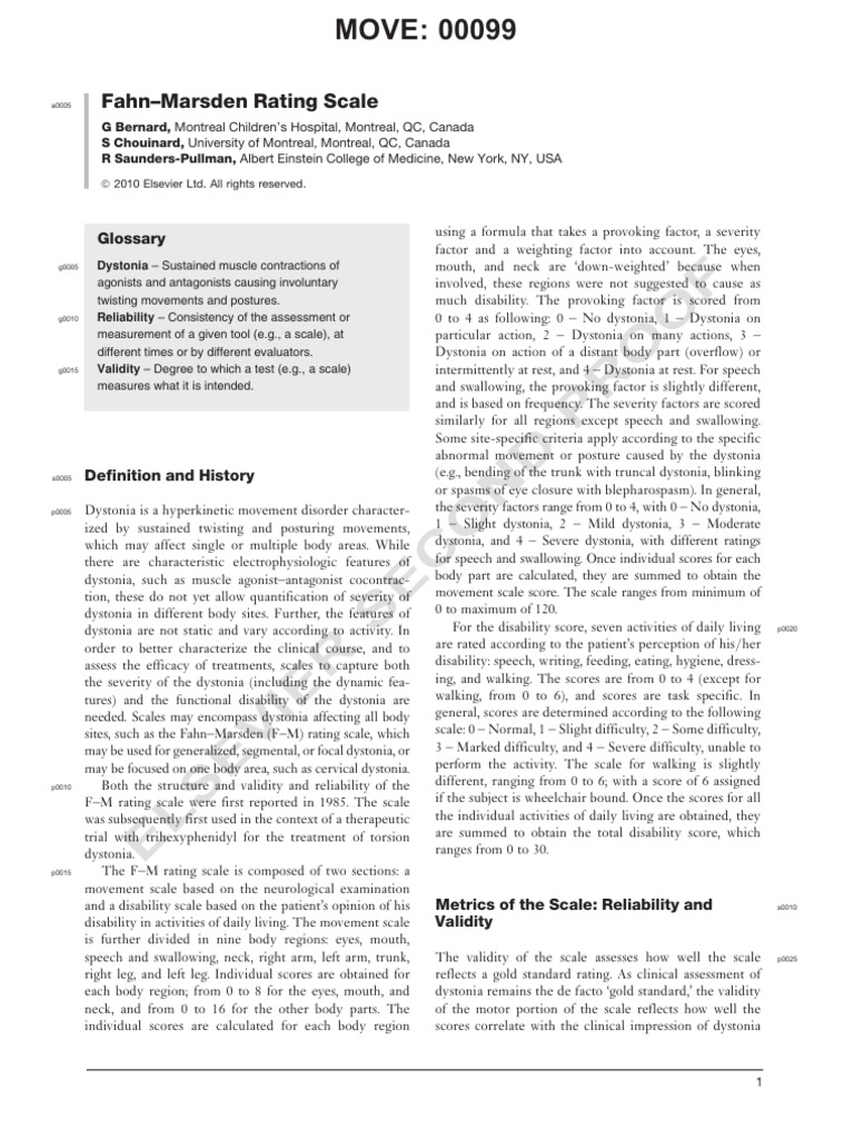 Fahn-Marsden-Rating-Scale | PDF | Dystonia | Neurology
