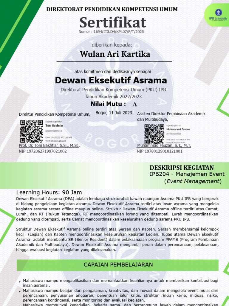 Sertifikat Pimpinan Legian Wulan Ari Kartika_compressed | PDF
