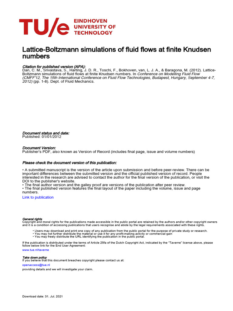 Lattice-Boltzmann Simulations of Fluid Flows at Finite Knudsen Numbers | PDF | Dynamics ...