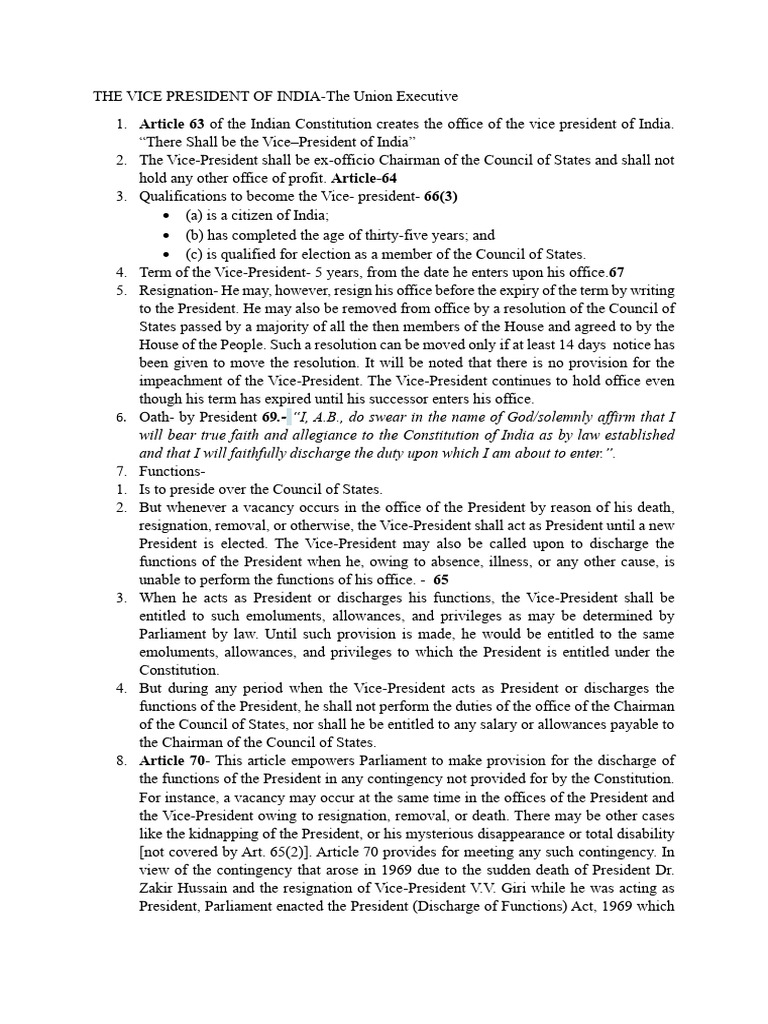 The Vice President of India 2 | PDF | Government | Public Law