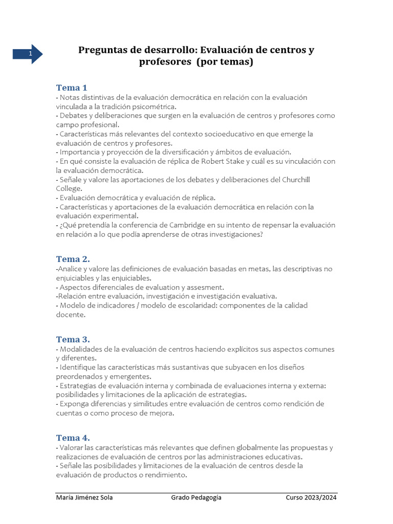 Preguntas de Desarrollo | PDF | Maestros | Enseñando