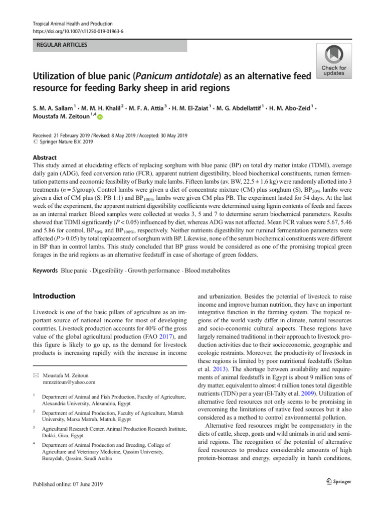 Utilization of Blue Panic Panicum Antido | PDF | Agriculture | Sheep