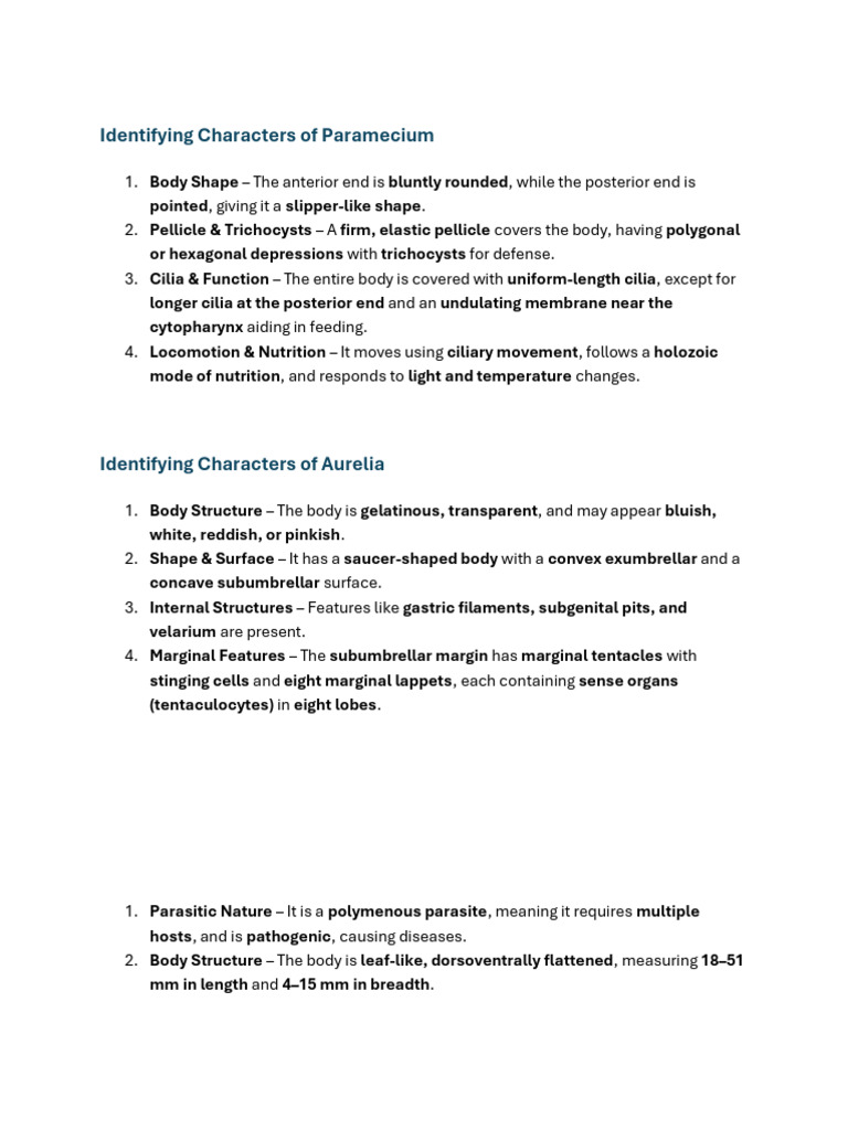 Paramecium Identification Guide | PDF | Gastrointestinal Tract | Anatomy