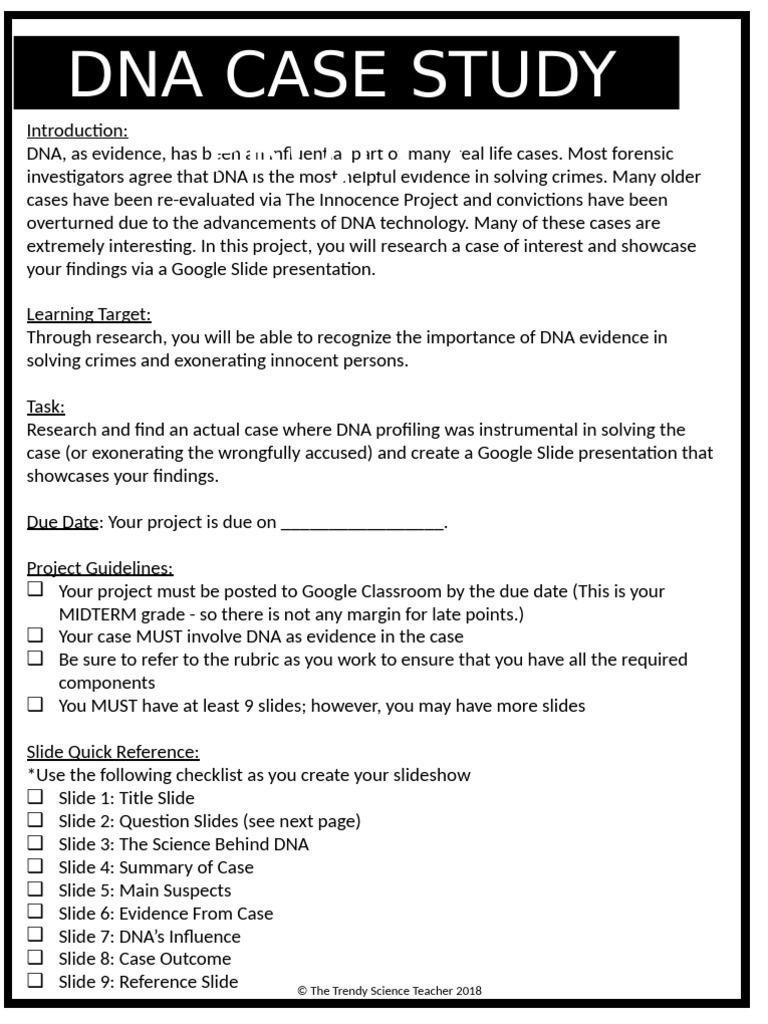 DNA Case Study Project - Editable | PDF | Dna Profiling | Innocence Project