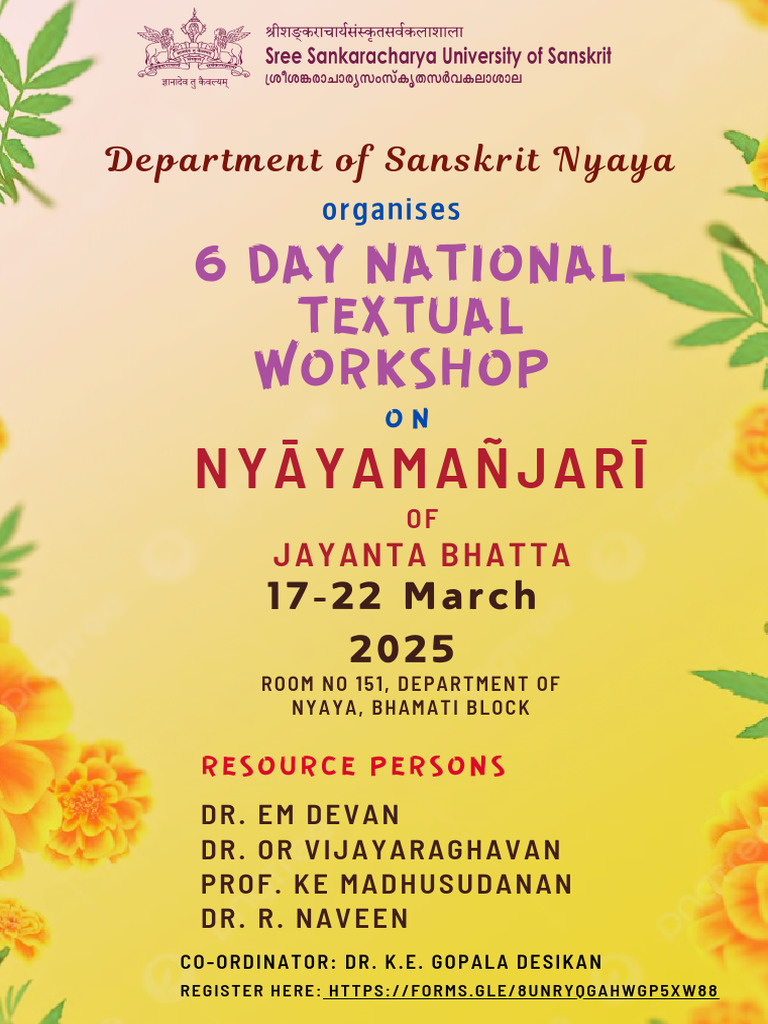 6 Day National Textual Workshop On Nyaya Manjari - 250305 - 122223 | PDF