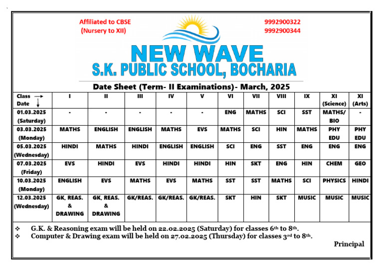 Date Sheet - Term - II | PDF