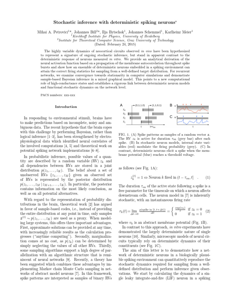 Mihai A. Petrovici, Johannes Bill, Ilja Bytschok, Johannes Schemmel, Karlheinz Meier ...