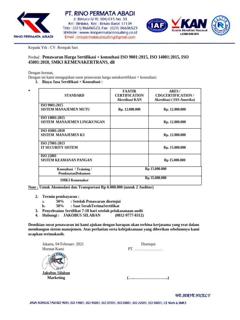 Contoh Penawaran Harga | PDF