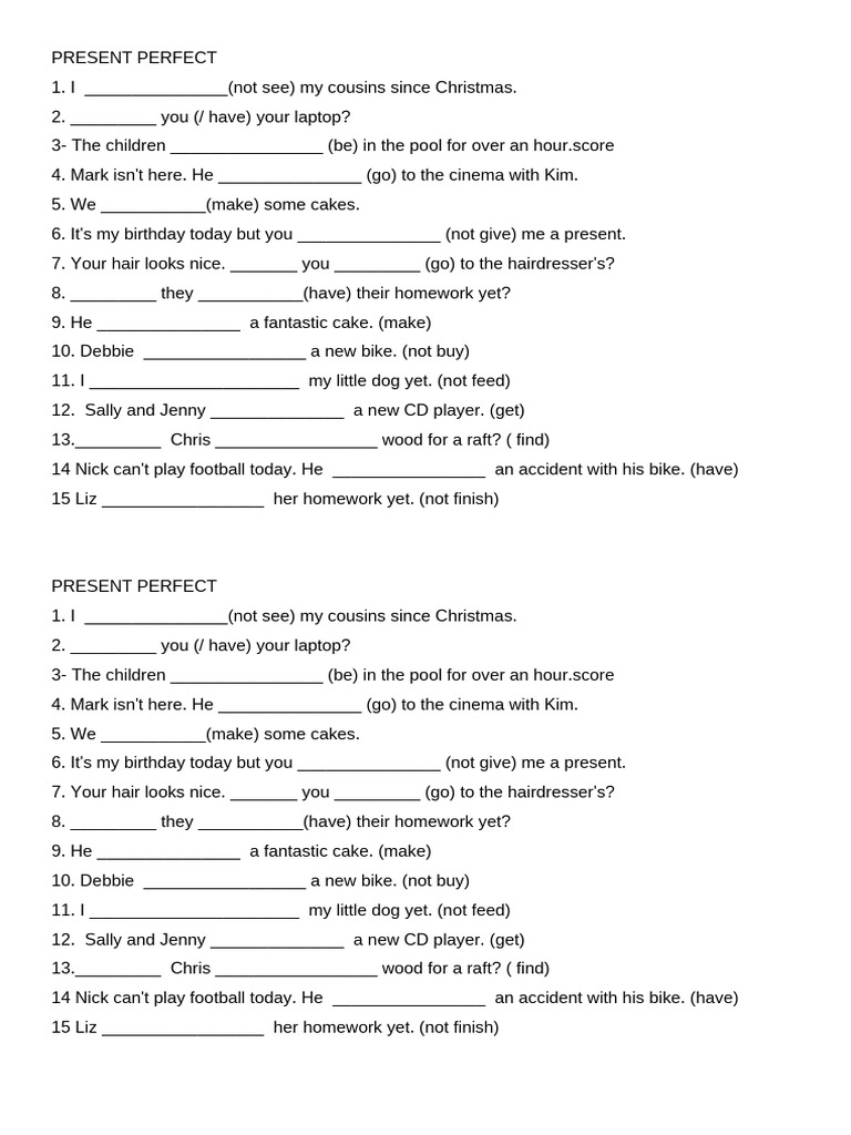 PRESENT PERFECT practice | PDF