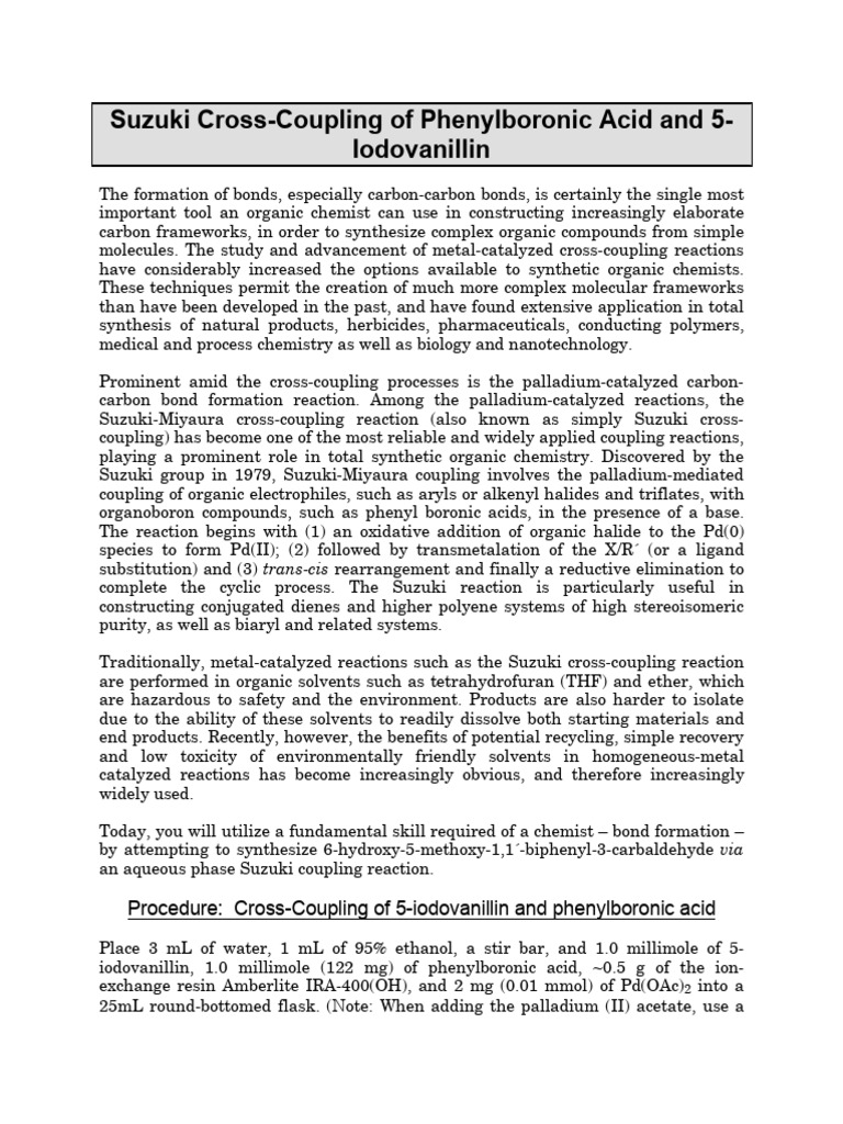 Suzuki Cross-Coupling Procedure | PDF | Organic Chemistry | Chemistry