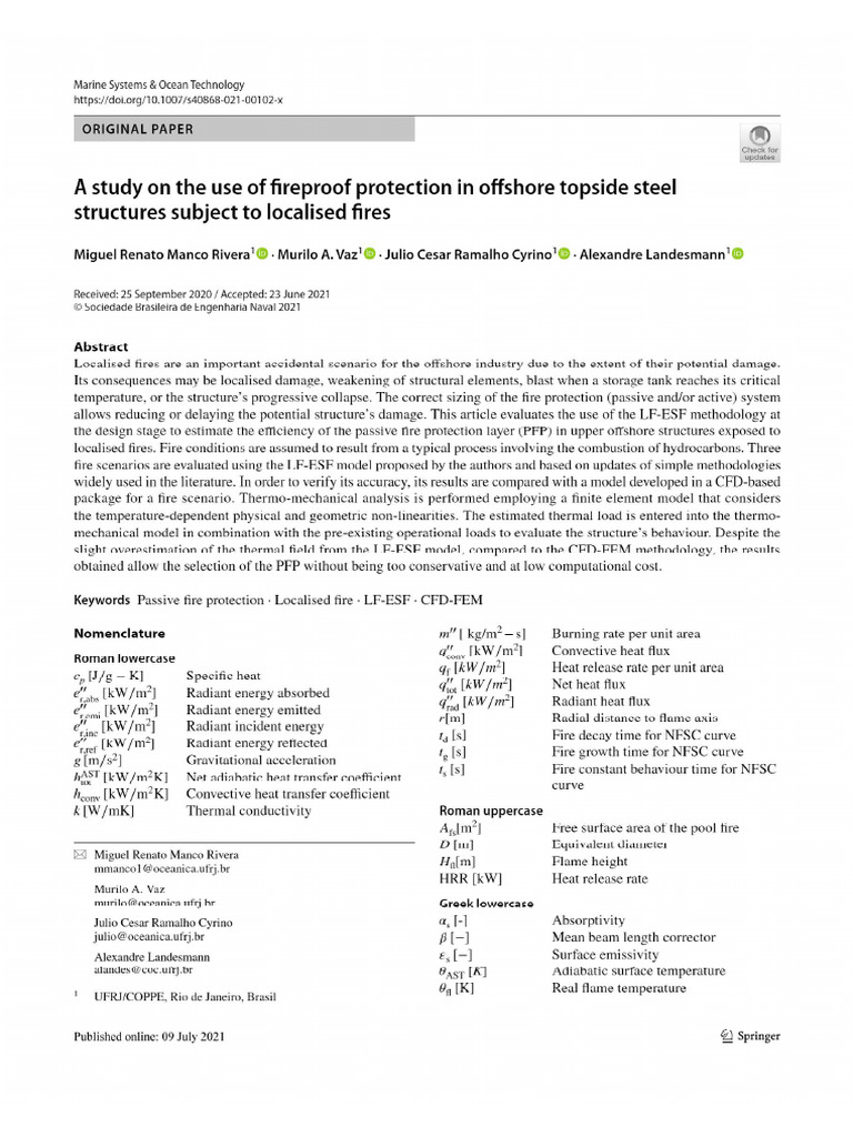 A Study On The Use of Fireproof Protection in Offshore Topside Steel ...