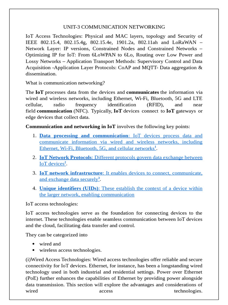 UNIT-3 Comm and Networking | PDF | Computer Network | Internet Protocols