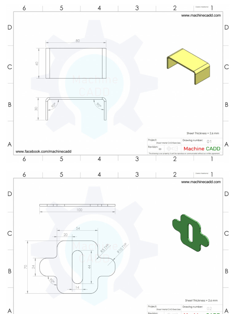 Sheet Metal CAD Exercises | PDF