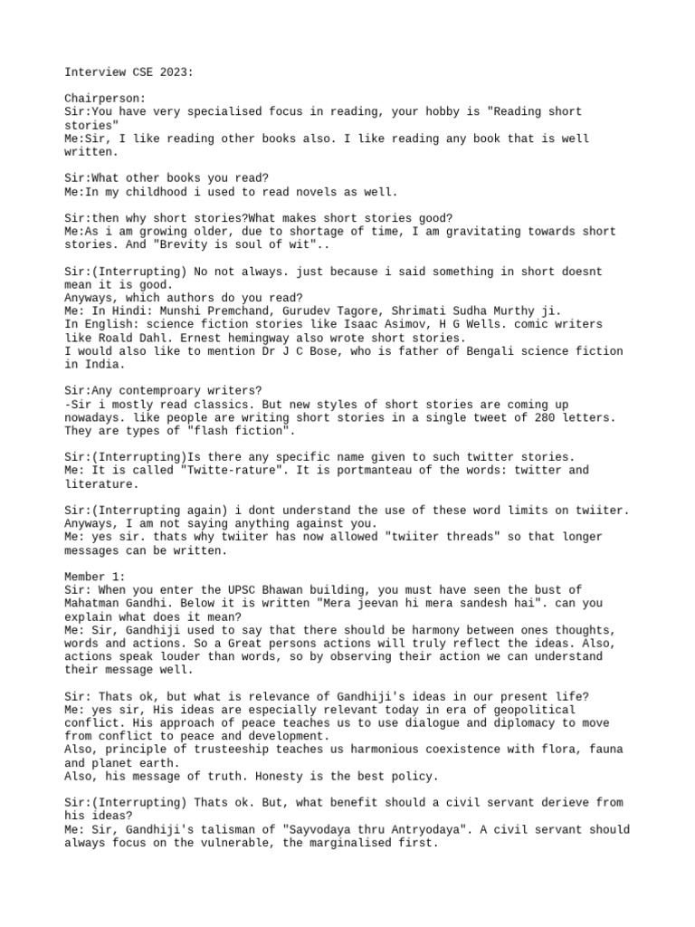 CSE 2023 My Interview Transcript | PDF | Particle Physics