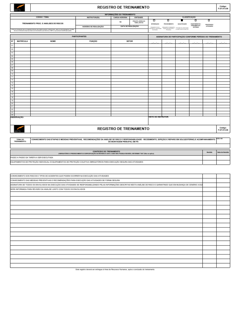 F.GT.013 Lista de Frequencia - Analise de Risco Projeto Serra Do Tigre - Vestas-Recebimento ...