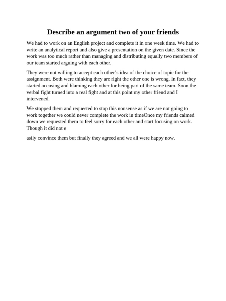 Describe An Argument Two of Your Friends | PDF