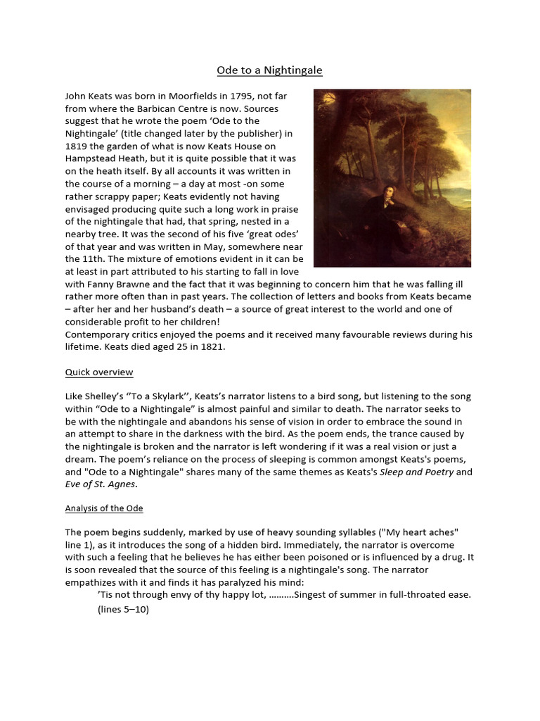 Ode to a Nightingale 160411 | PDF | John Keats