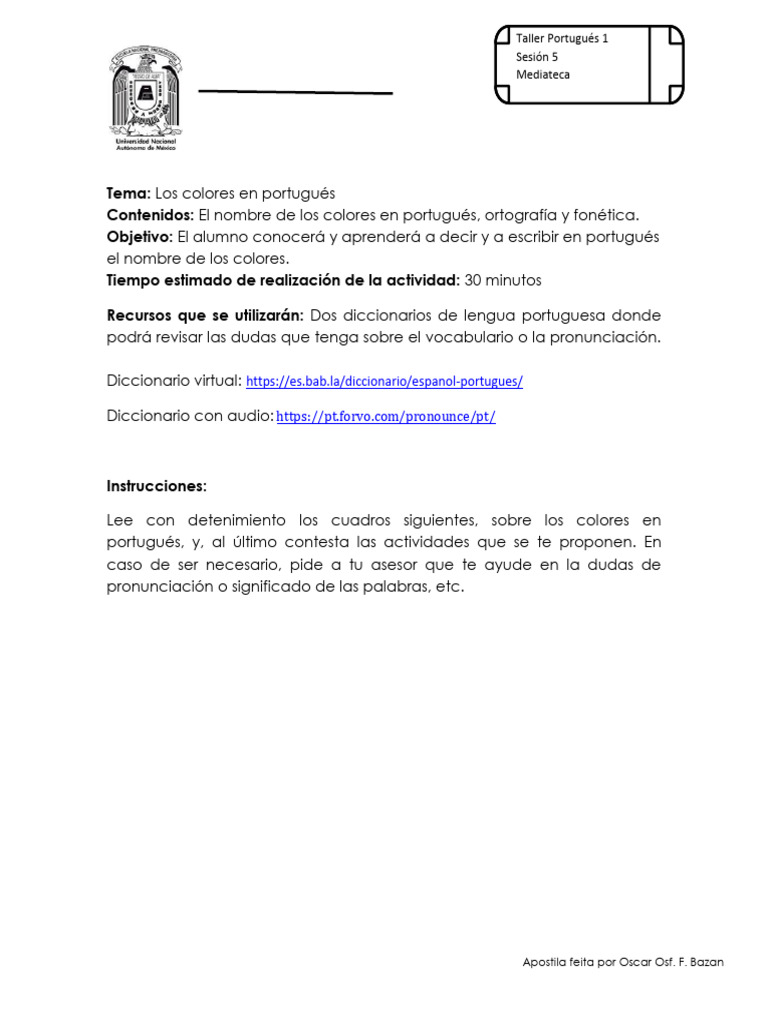 Cores em Português: Aprendizado Básico | PDF | Cor | Português (idioma)