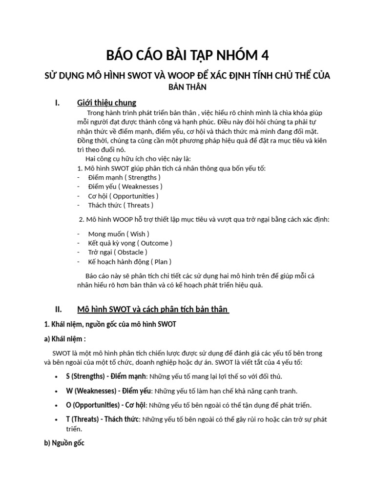 Nhóm 4_ Mô hình SWOOP và WOOP | PDF