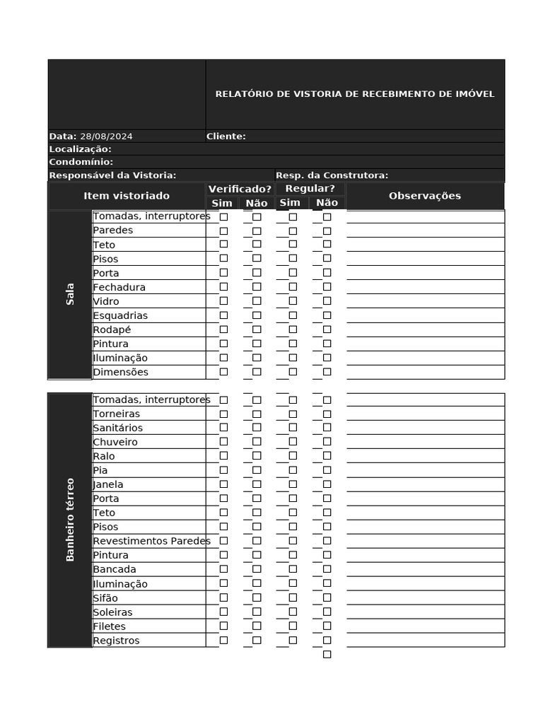 Laudo de Vistoria de Imóvel Recebido | PDF | Banheiro | Casa e Jardim