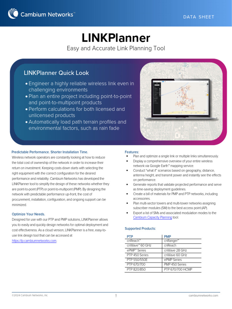 Cambium LINKPlanner Overview and Benefits | PDF | Telecommunications ...