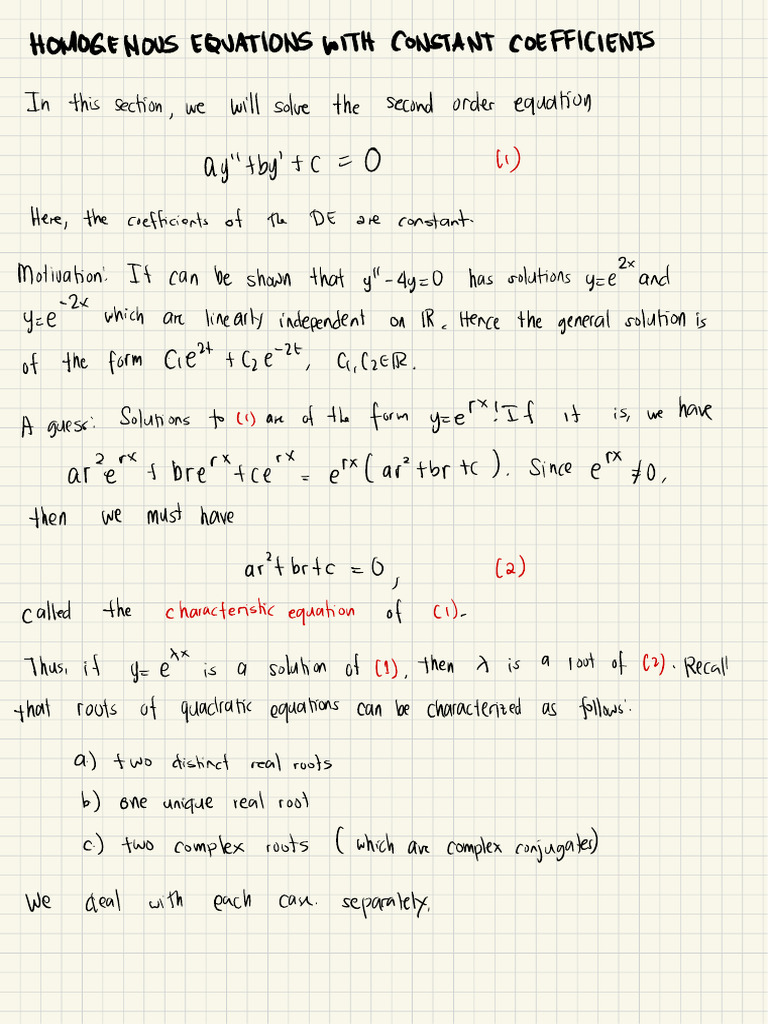 Homogeneous Equations With Constant Coefficients | PDF | Elementary ...