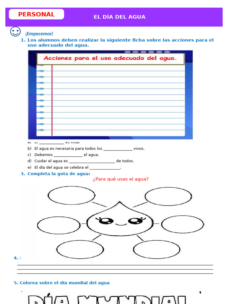 d3 a3 Ficha Ps. El Día Del Agua | PDF