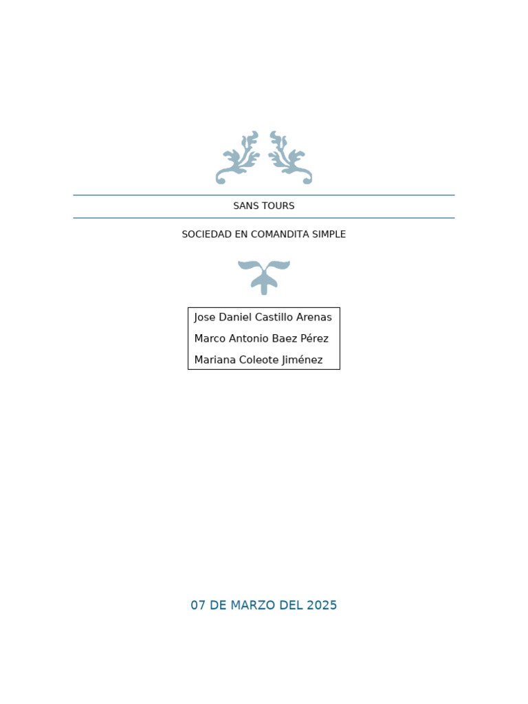 Acta Constitutiva de SANS TOURS S. en C. | PDF | Sociedad de ...
