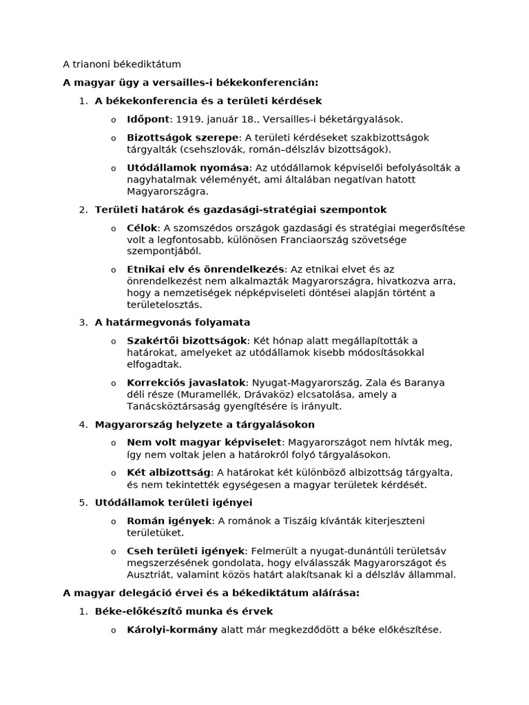 A Trianoni Békediktátum | PDF