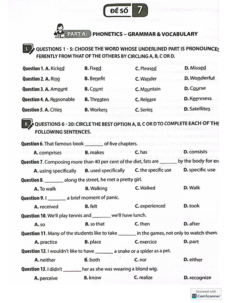 Chuyên Anh Test 7 | PDF