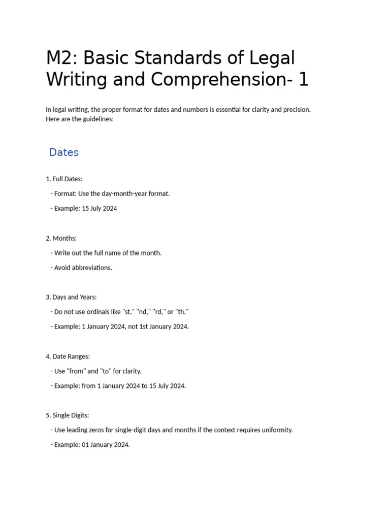 Legal Writing Standards and Guidelines | PDF