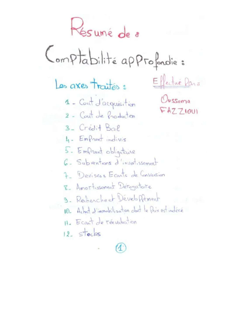 Résumé Comptabilité Approfondie | PDF