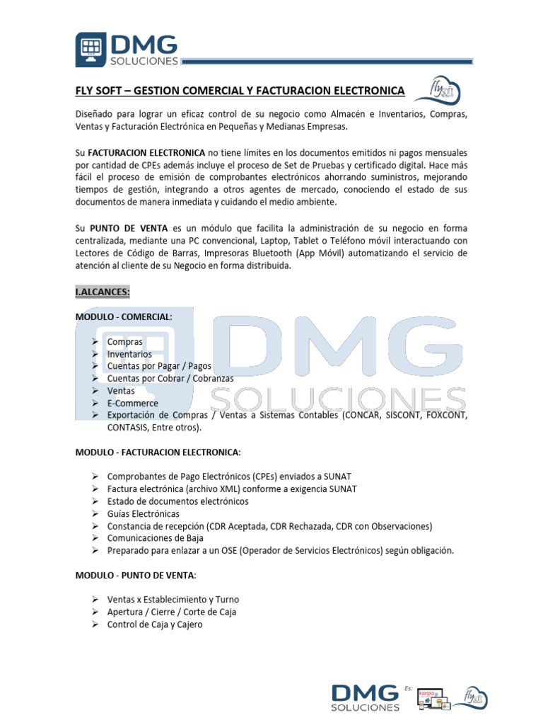 Ficha Tecnica - FlySoft Facturacion Electronica v1 | PDF | Tarjeta de crédito | Informática