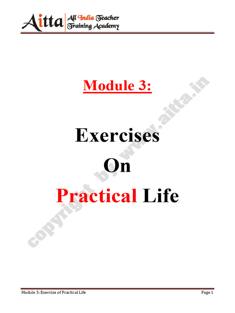 Module 3 Exercises On Practical Life 1 | PDF