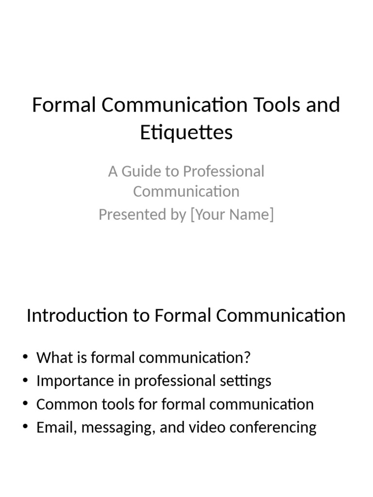 Formal Communication Tools | PDF