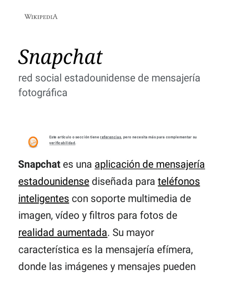 Snapchat - Wikipedia, La Enciclopedia Libre | PDF | Snapchat ...
