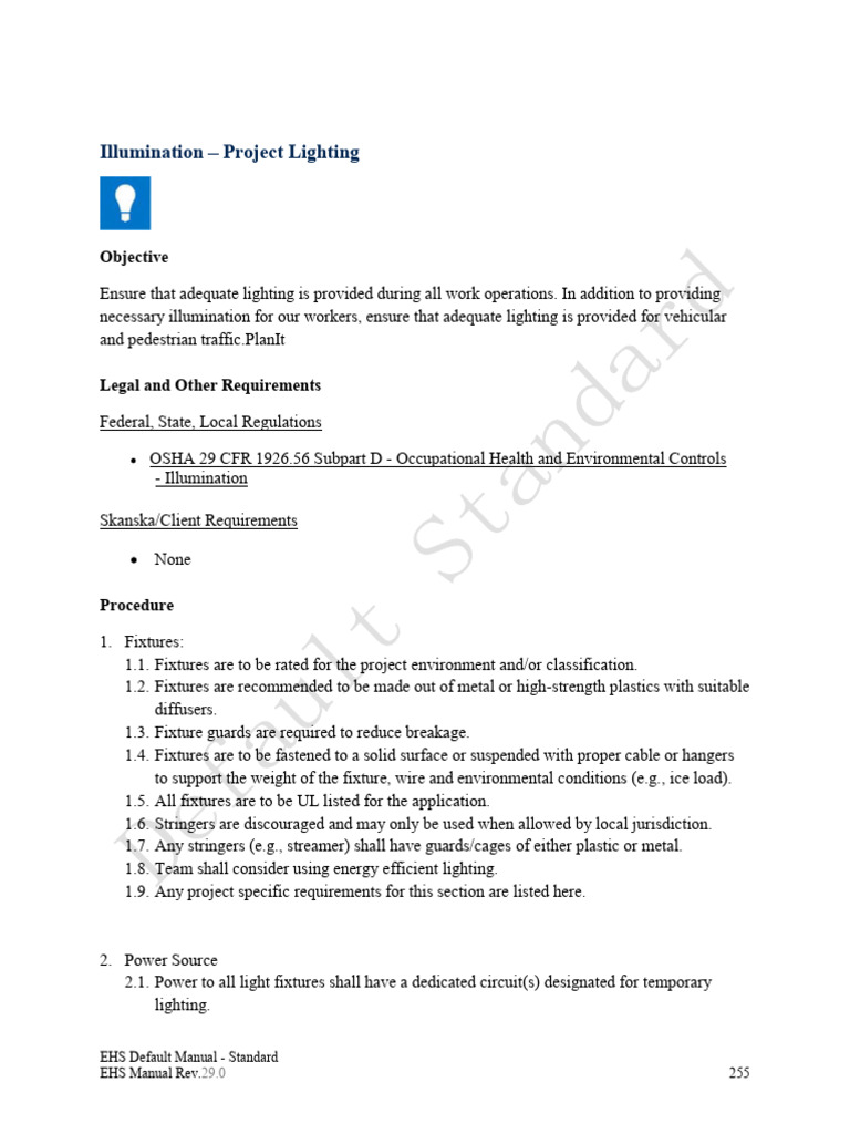 Illumination Project Lighting Standards | PDF | Lighting
