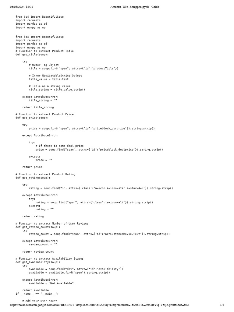 Amazon - Web - Scrapper - Ipynb - Colab | PDF | Play Station | Video ...