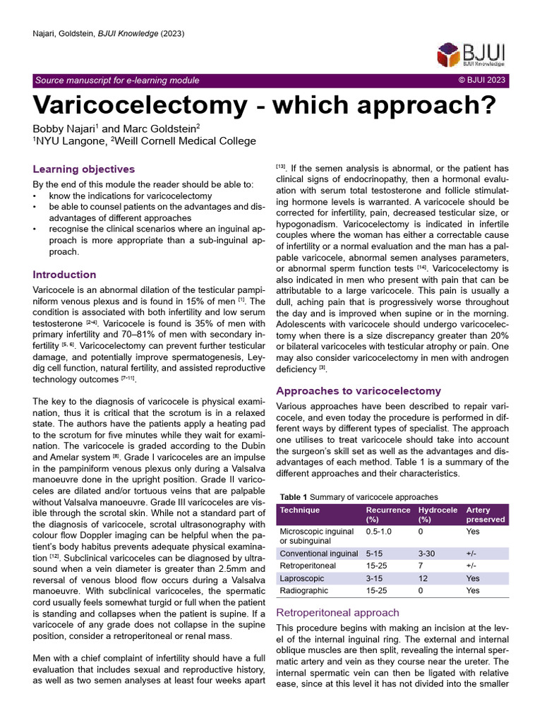 Varicoelectomy - which approach_source mansucript_e3 | PDF | Testicle ...
