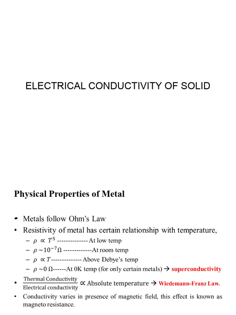 Electrical Conductivity | PDF | Electron | Electrical Resistivity And Conductivity