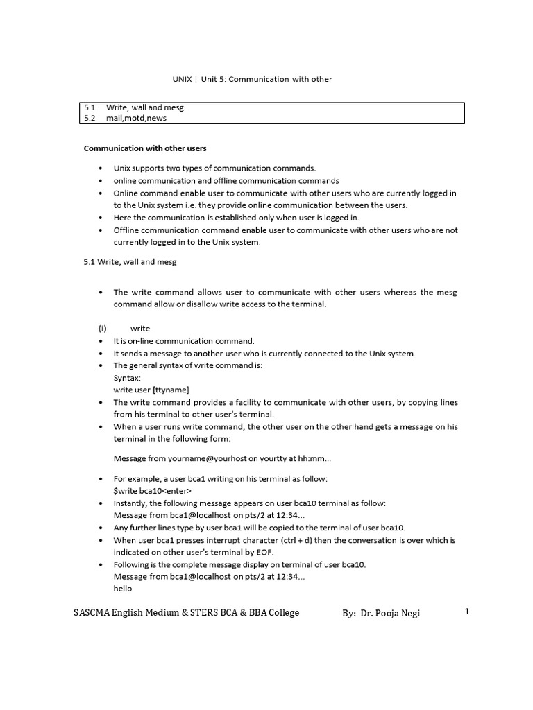 Unit 5 Communication With Other User-1 | PDF | Command Line Interface | Computer File