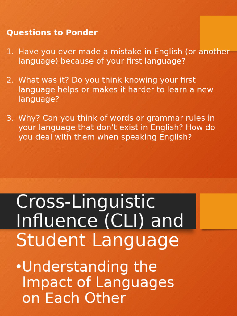 Cross Linguistic Influence | PDF | Second Language | Syntax