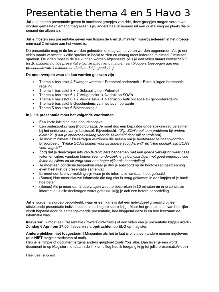 Presentatie Thema 4 en 5 Havo 3 | PDF