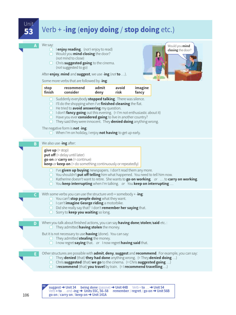 Verb Patterns: -ing and Infinitive Usage | PDF | Question | Verb