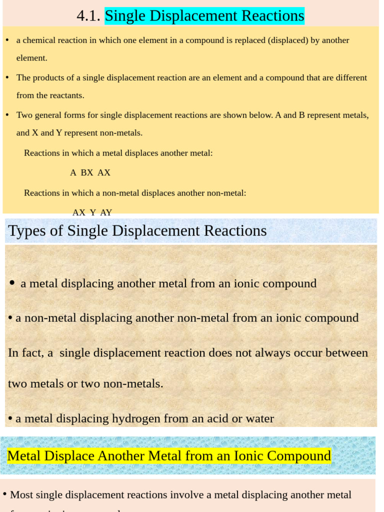 4.1. Single Displacement Reactions PPT-TG25 | PDF | Chemical Compounds ...